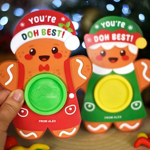 Christmas Play Doh Holder Gingerbread Printable Holiday Class Gifts Non ...