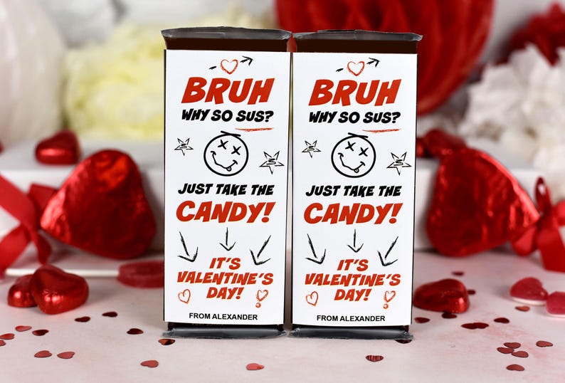 Printable Valentines Candy Bar Wrapper: Bruh Classroom Gift (PDF) - Etsy