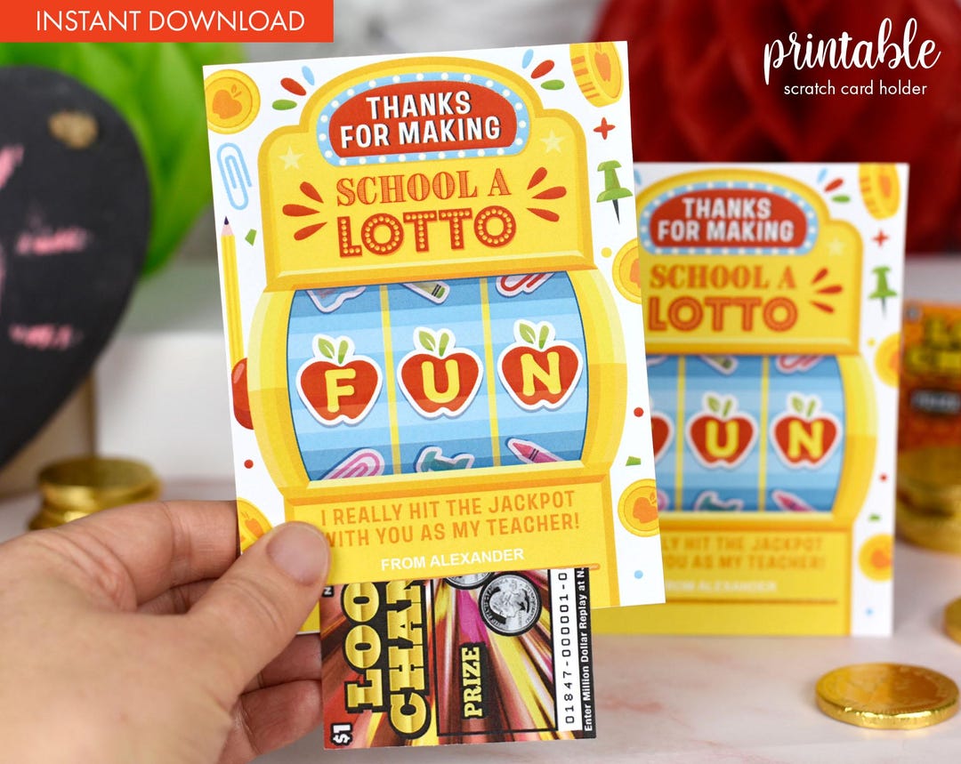 Printable Teacher Appreciation Lotto Ticket Holder (PDF) - Etsy