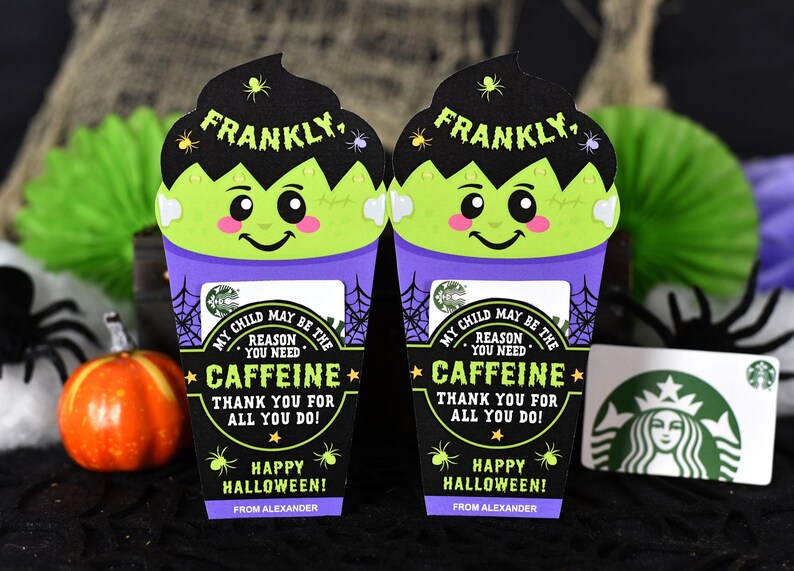 Printable Halloween Coffee Card Holder | Teacher Appreciation Gift ...