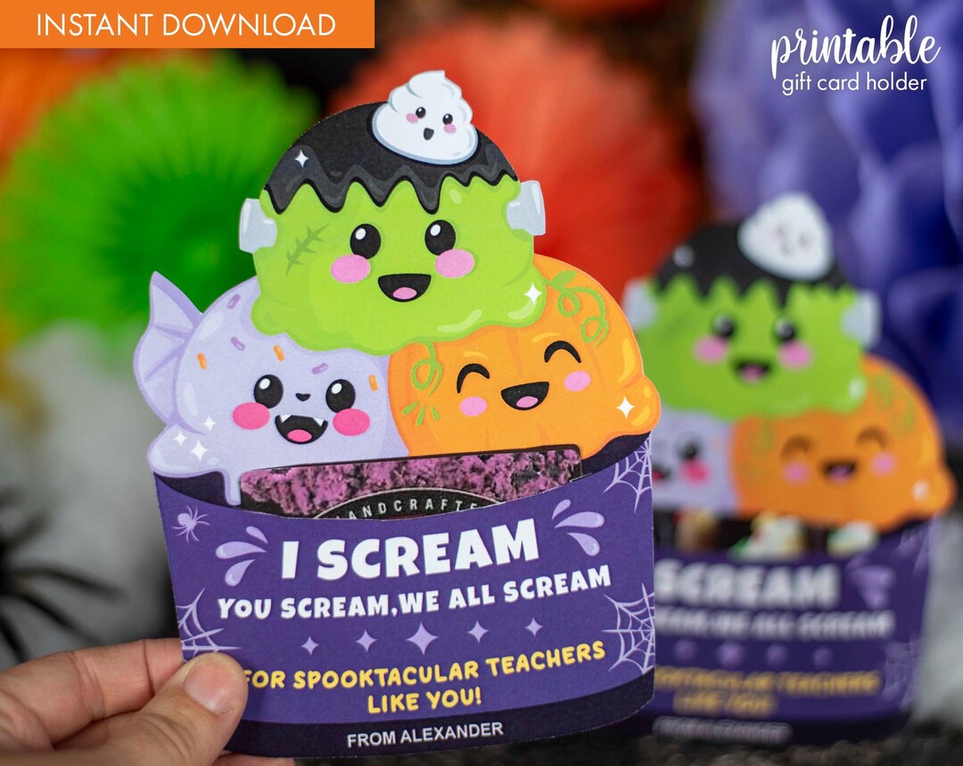 Halloween Gift Card Holder | Cute Ice Cream Printable Gift Card Holder ...