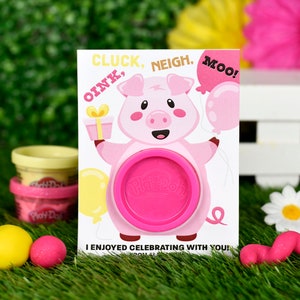 Farm Animals Birthday Party Favor Card: Play Dough Holder (digital ...