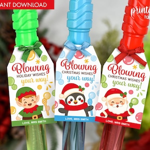 Printable Christmas Bubbles Gift Tag: 6 Designs Classroom Gift (PDF) - Etsy