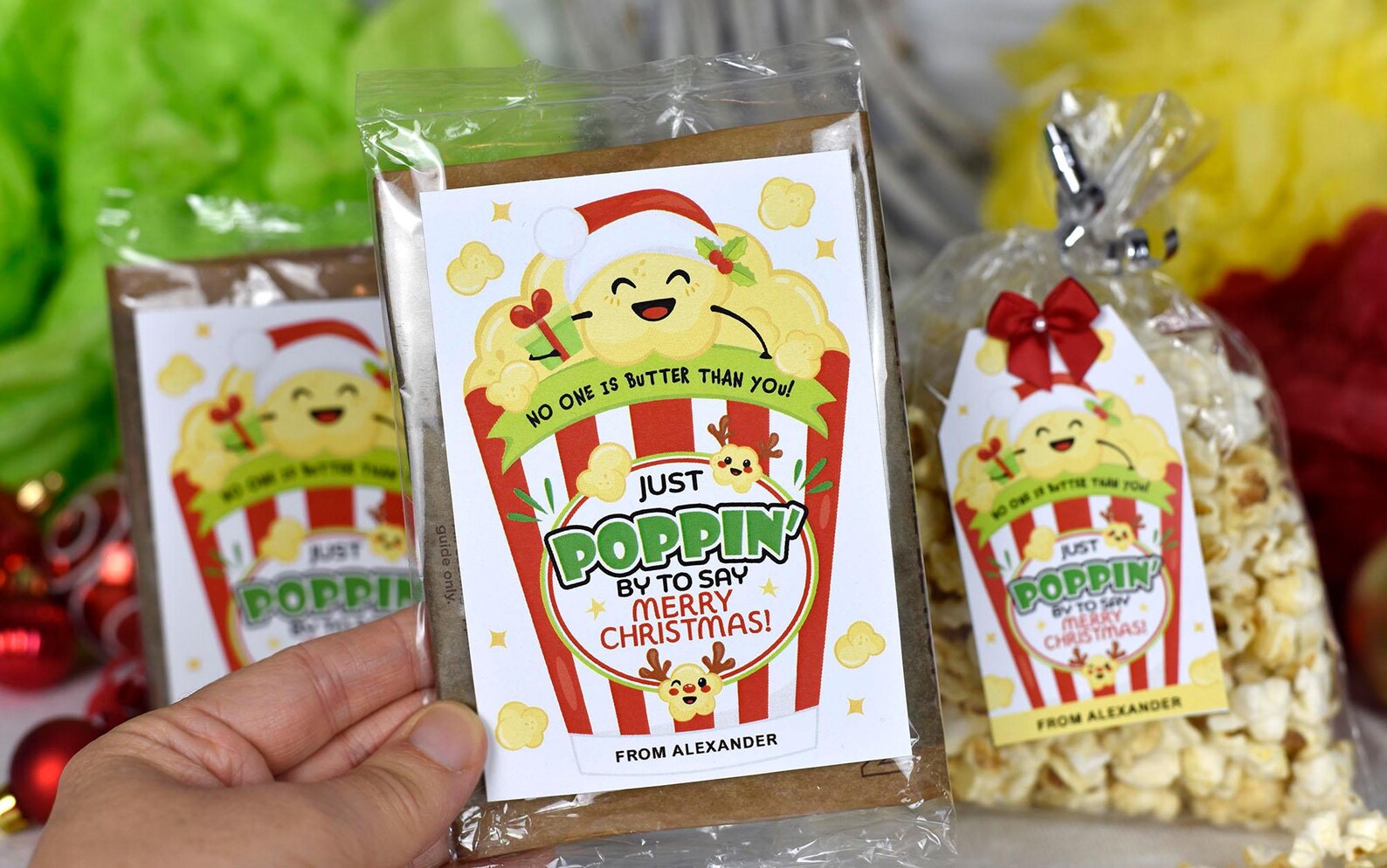 Printable Christmas Popcorn Gift Tag: Classroom Favor (digital Download ...