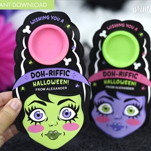 Printable Halloween Witch Play Dough Holder Classroom Favor Non-candy ...