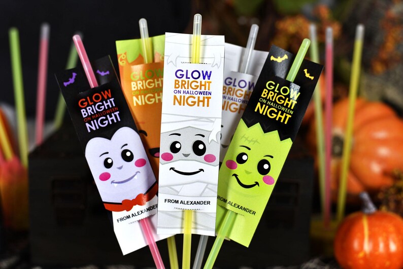 Printable Halloween Glow Stick Holder: Kids Classroom Favor (PDF) - Etsy