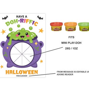 Halloween Play Dough Gift Card: Printable Classmate Favor (PDF) - Etsy