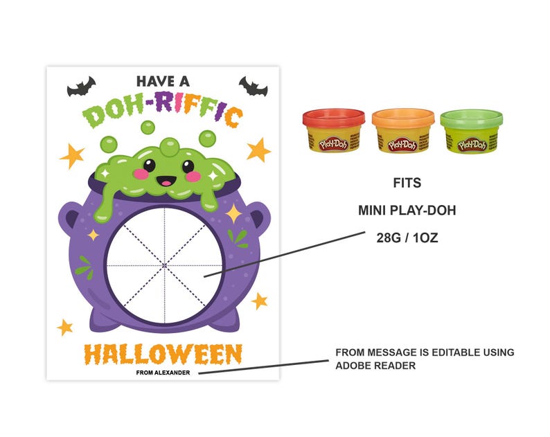Halloween Play Dough Gift Card: Printable Classmate Favor (PDF) - Etsy