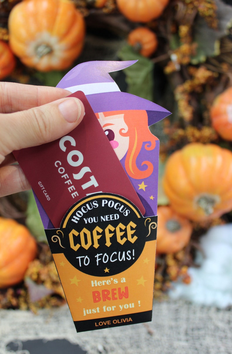 Printable Halloween Coffee Gift Card Holder: Teacher/employee Gift (PDF ...