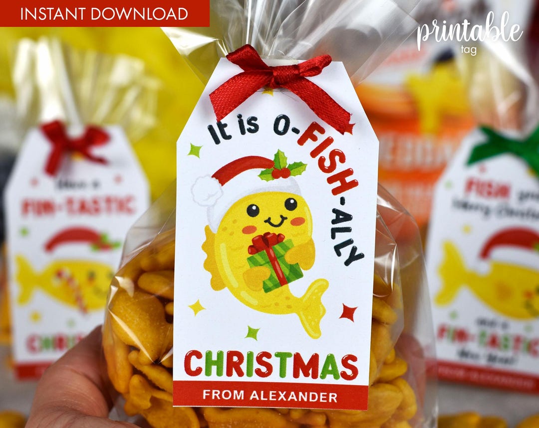 Printable Christmas Goldfish Gift Tags: Classroom Favors (PDF) - Etsy