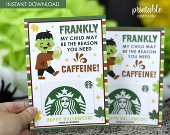 Printable Halloween Coffee Card Holder | Teacher Appreciation Gift ...