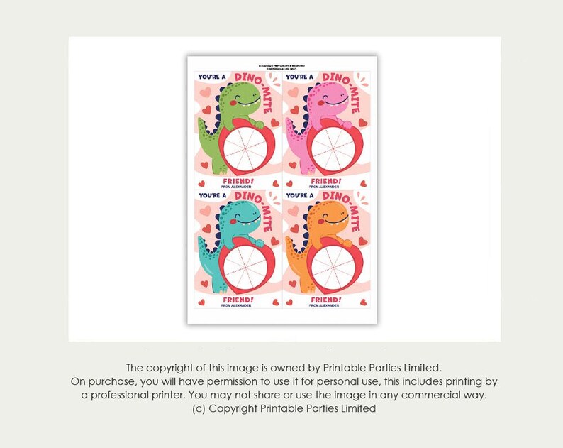 Printable Dinosaur Valentine's Day Play Dough Card Classroom Gift Class ...