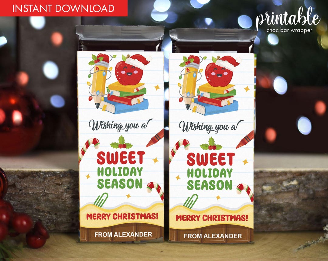 Christmas Teacher Gift Candy Bar Wrapper | Christmas Student Gift ...