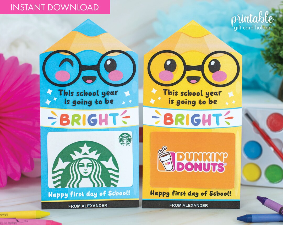 Printable Teacher Appreciation Gift Card Holder Personalized Back to ...