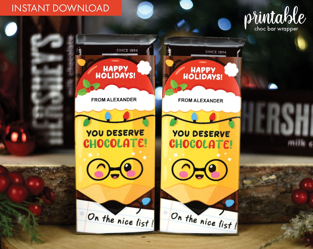 Christmas Candy Bar Wrapper Printable Christmas Chocolate Bar Wrapper ...