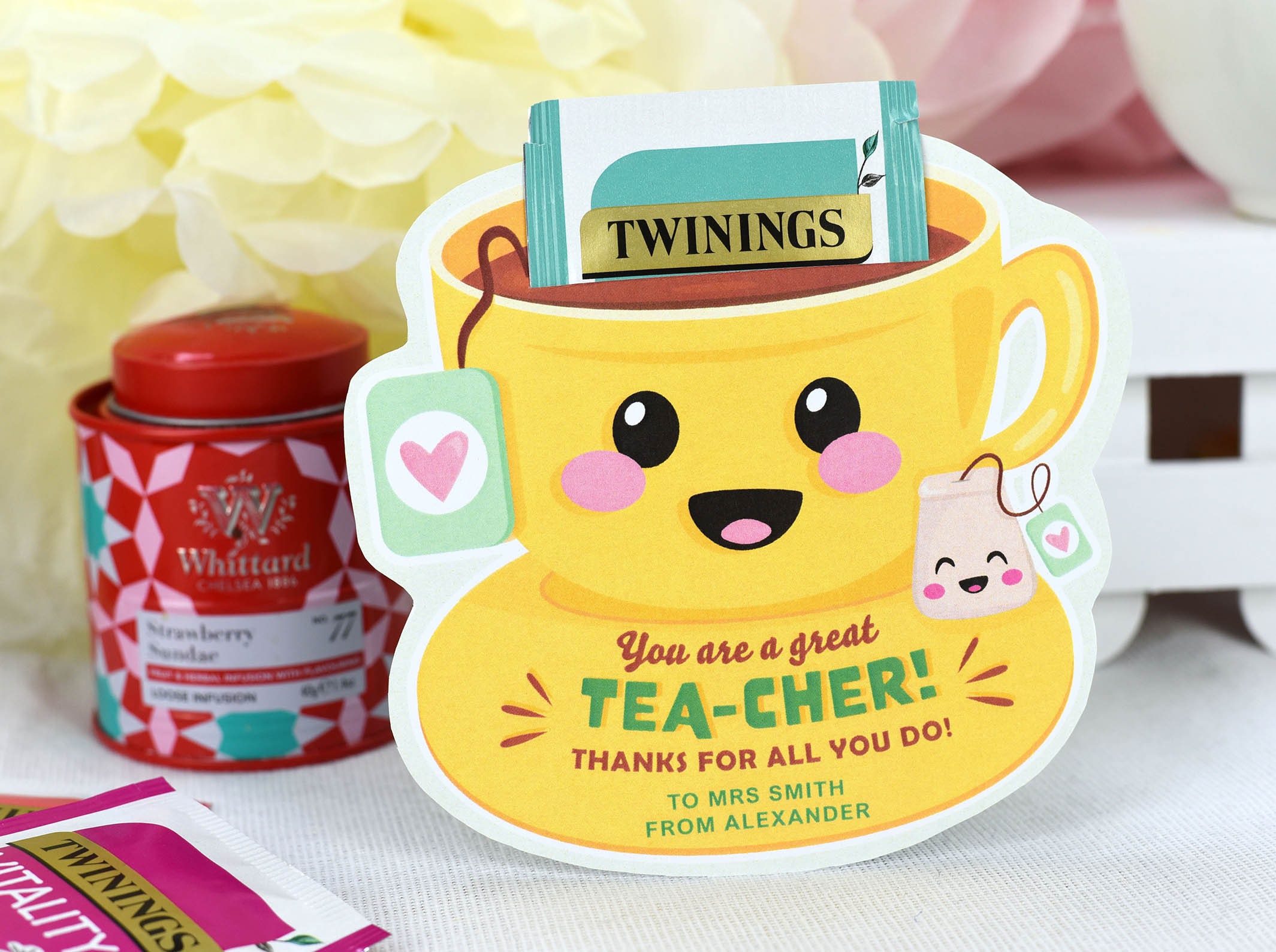 Printable Teacher Appreciation Tea Cup Tag & Sachet Holder (digital ...