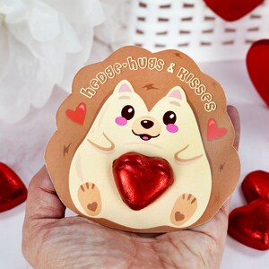 Printable Valentines Hedgehog Chocolate Card | Class Mates Gift | Small ...