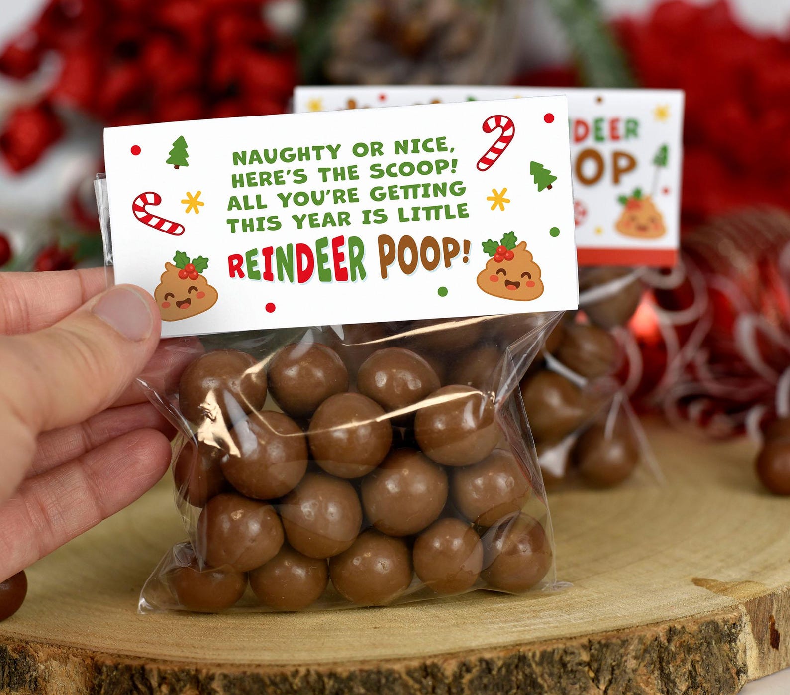 Rudolph Poop Treat Bag Topper • Reindeer Poop Printable • Christmas ...