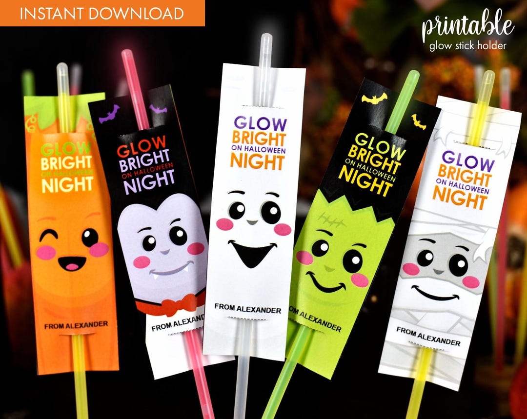 Printable Halloween Glow Stick Holder: Kids Classroom Favor (PDF) - Etsy