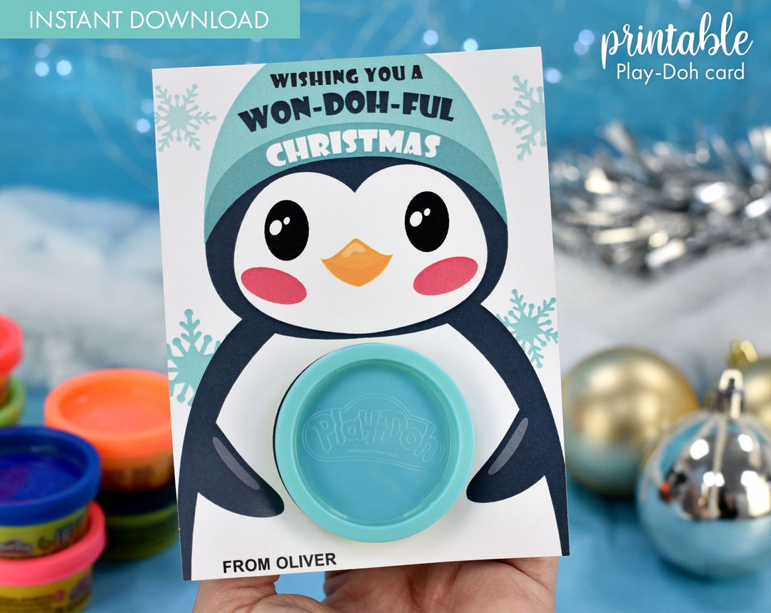 Play Dough Christmas Gift Card Printable Class Holiday Gifts Non-candy ...