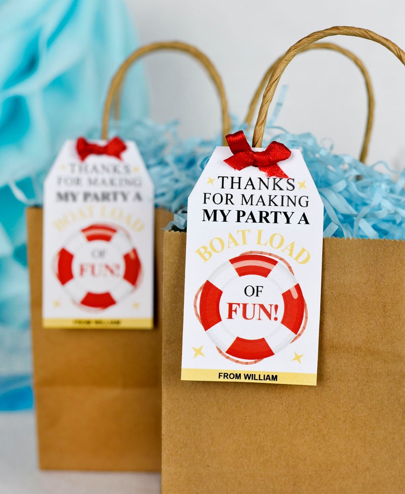 Printable Boat Birthday Party Gift Tag | Personalized Favor Tag ...