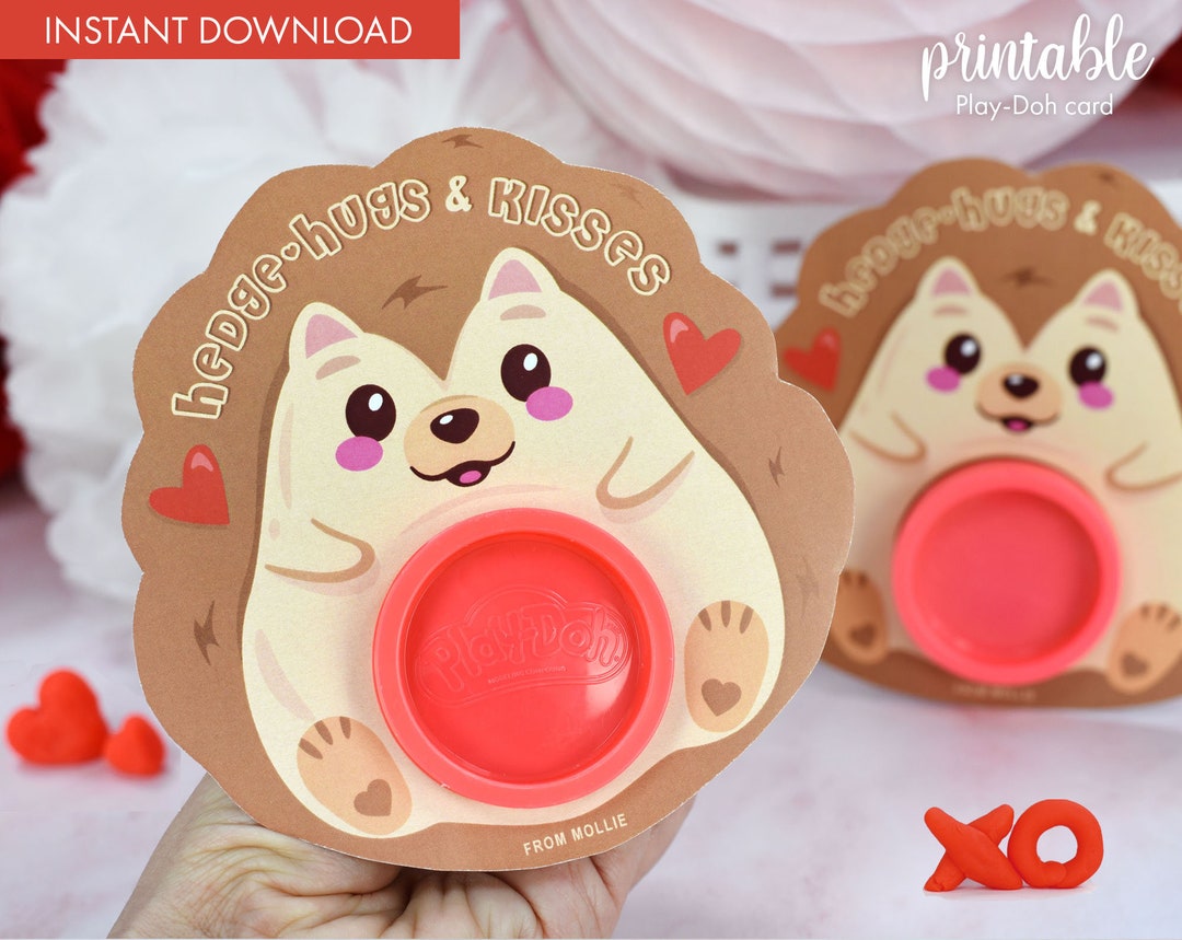 Hedgehog Play Dough Valentines Card: Printable Classmate Gift (PDF) - Etsy