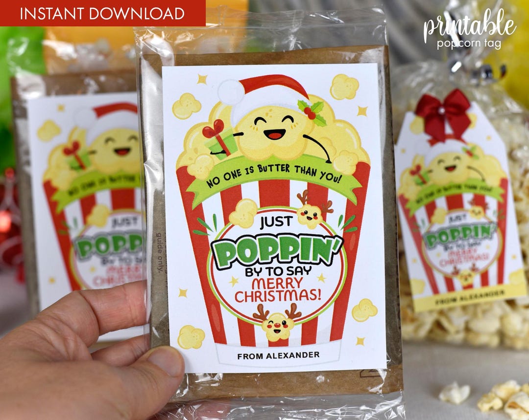 Printable Christmas Popcorn Tag | Christmas Gift Tag for Kids ...