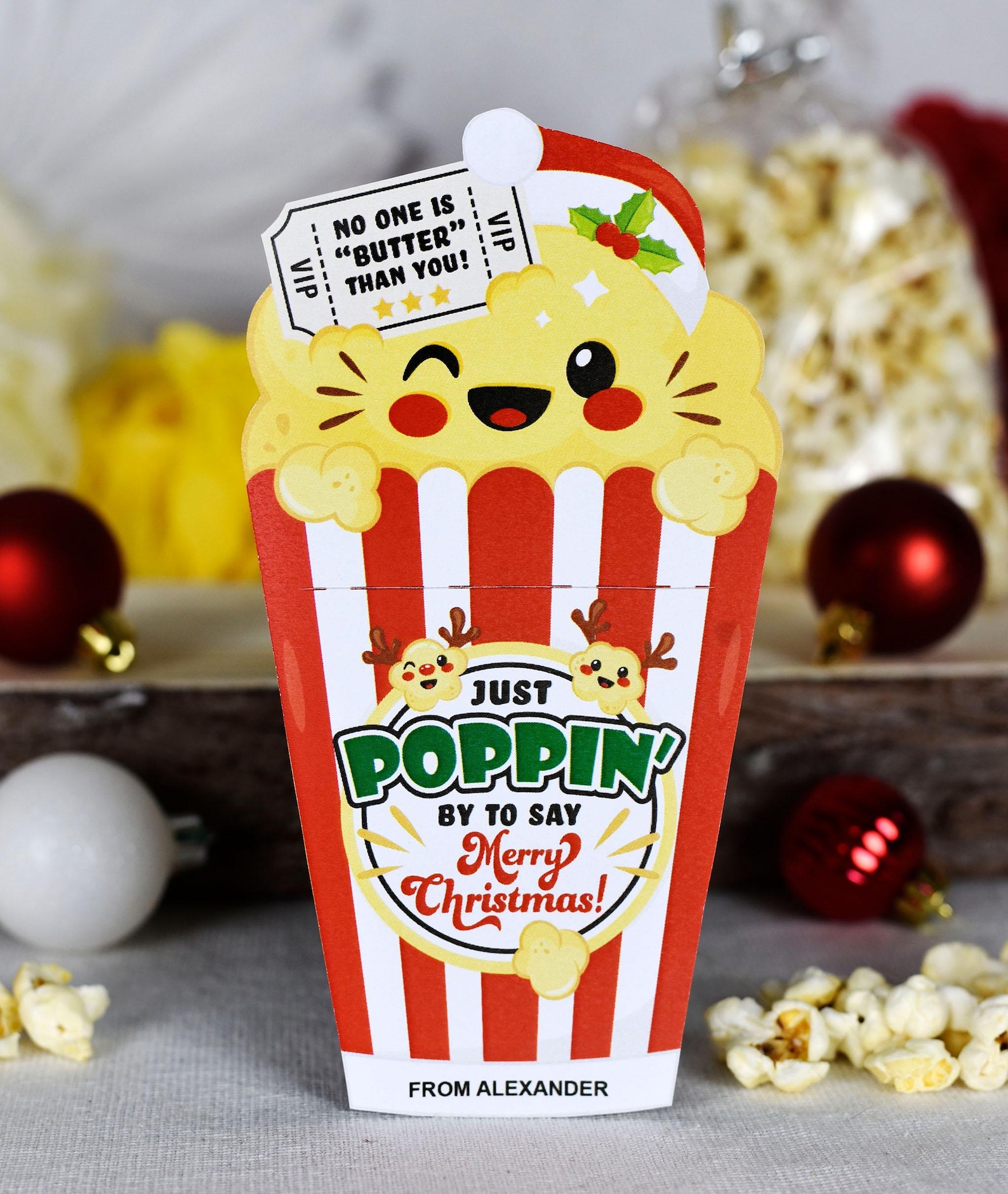 Christmas Movie Night Gift Card Holder: Printable Popcorn Thank You ...
