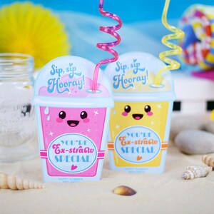 Printable Crazy Straw Gift Tag Holder | End of Term Gift | Teacher Gift ...