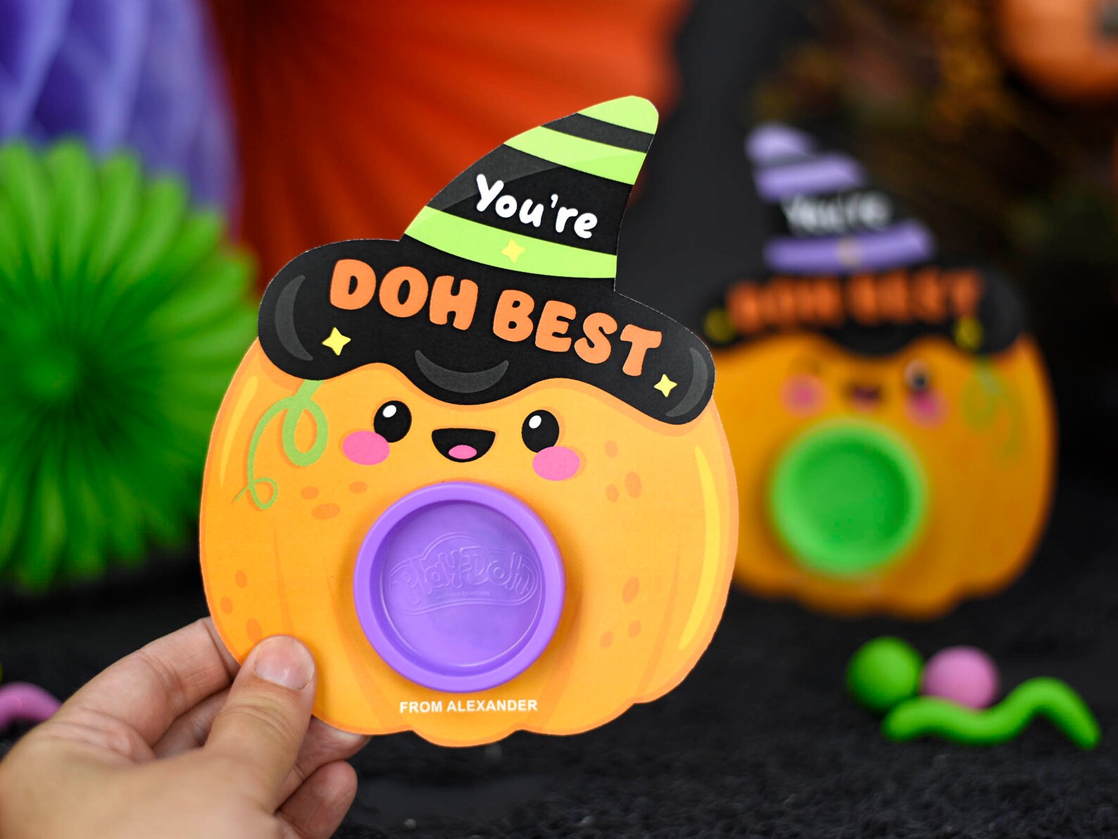 Printable Pumpkin Play Dough Holder | Non-candy Halloween Gift for Kids ...