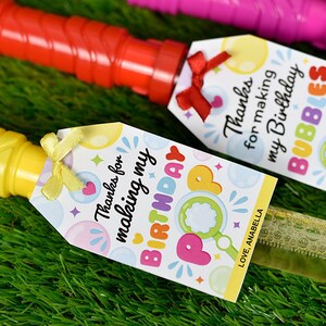 Printable Birthday Bubbles Favor Tag: Personalized Party Label (PDF) - Etsy
