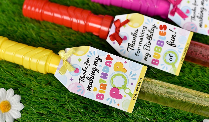 Printable Birthday Bubbles Favor Tag: Personalized Party Label (PDF) - Etsy