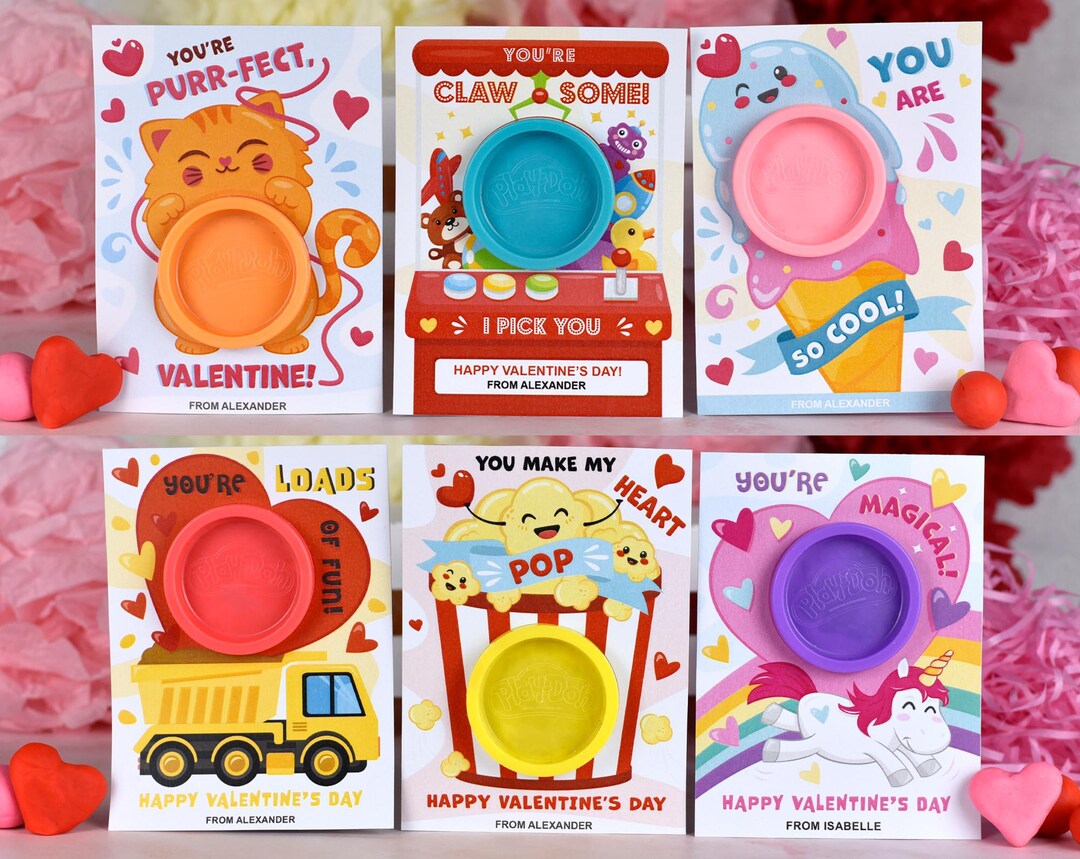 Play Dough Valentines Gift Card | Printable Classroom Gift | Non-candy ...