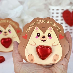 Printable Valentines Hedgehog Chocolate Card | Class Mates Gift | Small ...