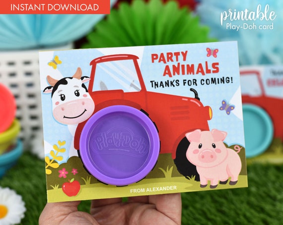 Printable Farm Birthday Party Play-Doh Gift Card Favor | Non-candy ...