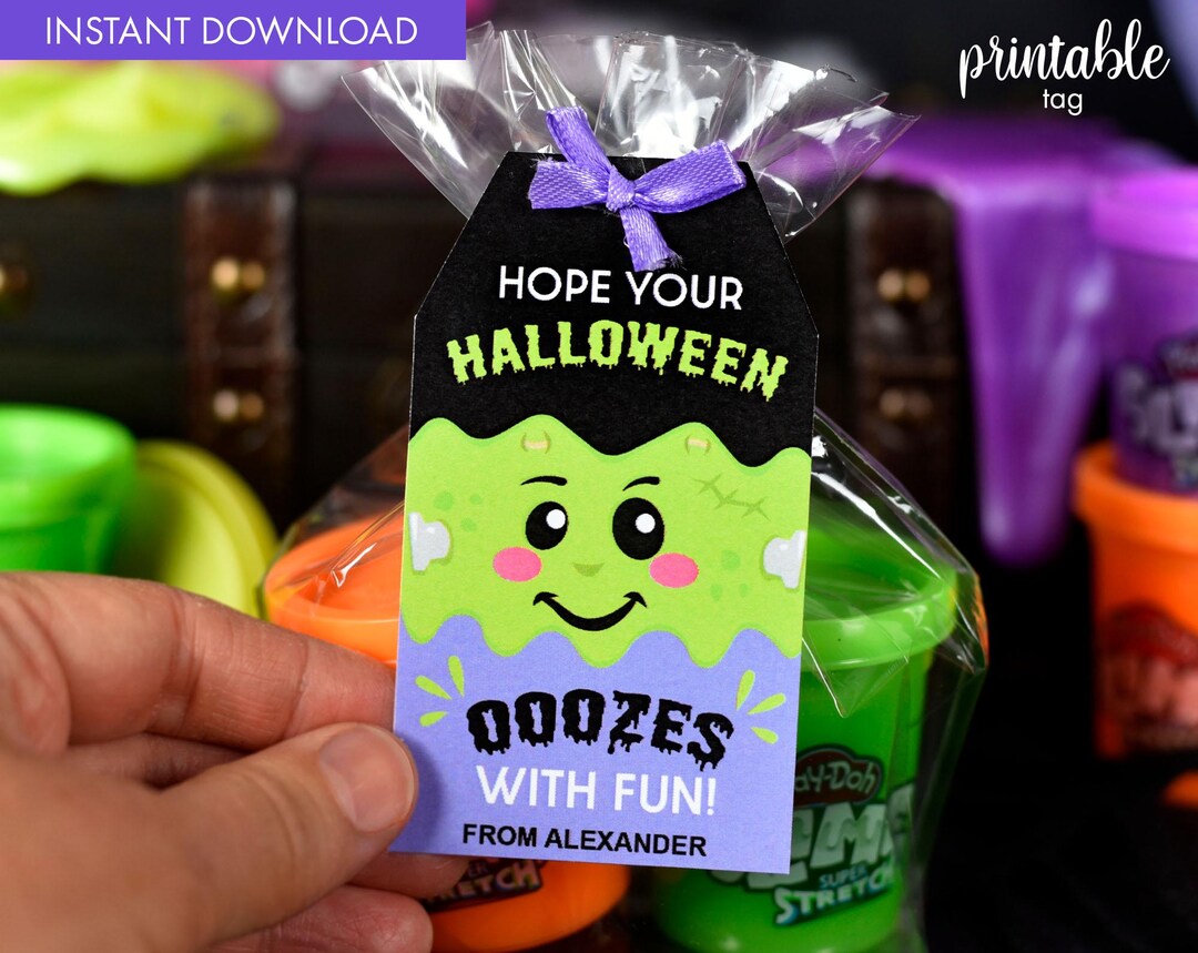 Printable Halloween Slime Favor Tag: Kids Classroom Gift (PDF) - Etsy