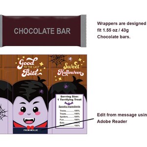 Printable Halloween Chocolate Bar Wrapper 5 Designs Halloween Gift Gift ...