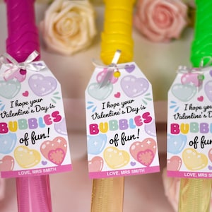 Valentines Bubble Wand Tags | Printable Class Mates Gift | Bubble Wand ...