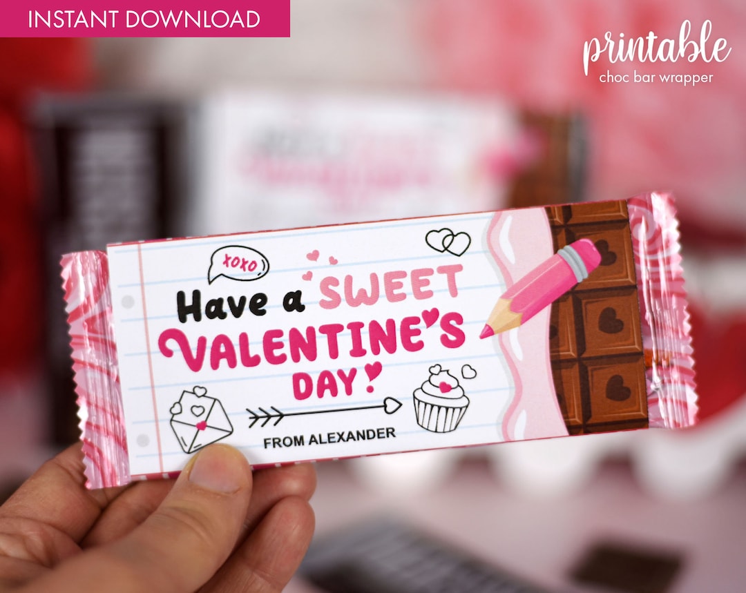 Printable Valentines Candy Bar Wrapper | Class Mates Gift | Small Gift ...