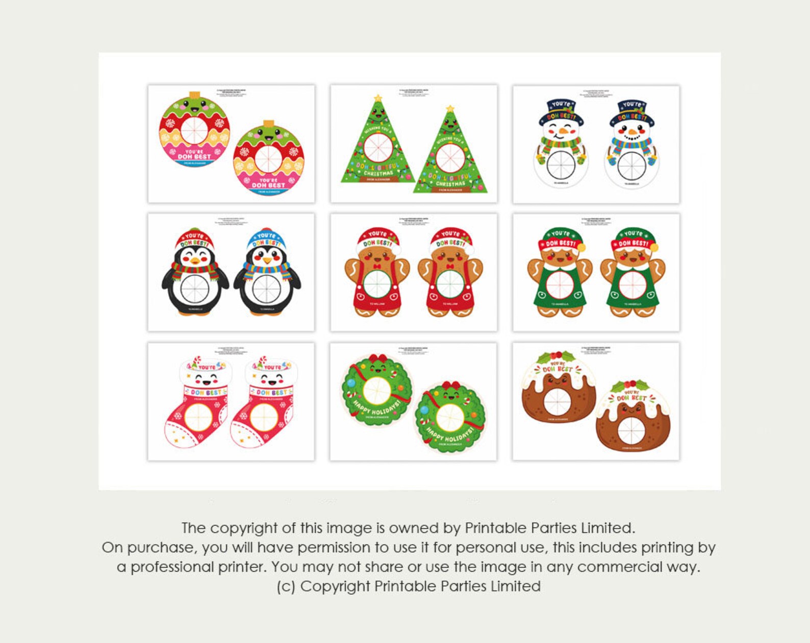 Christmas Play Dough Holder Printables: Holiday Class Gifts (digital ...