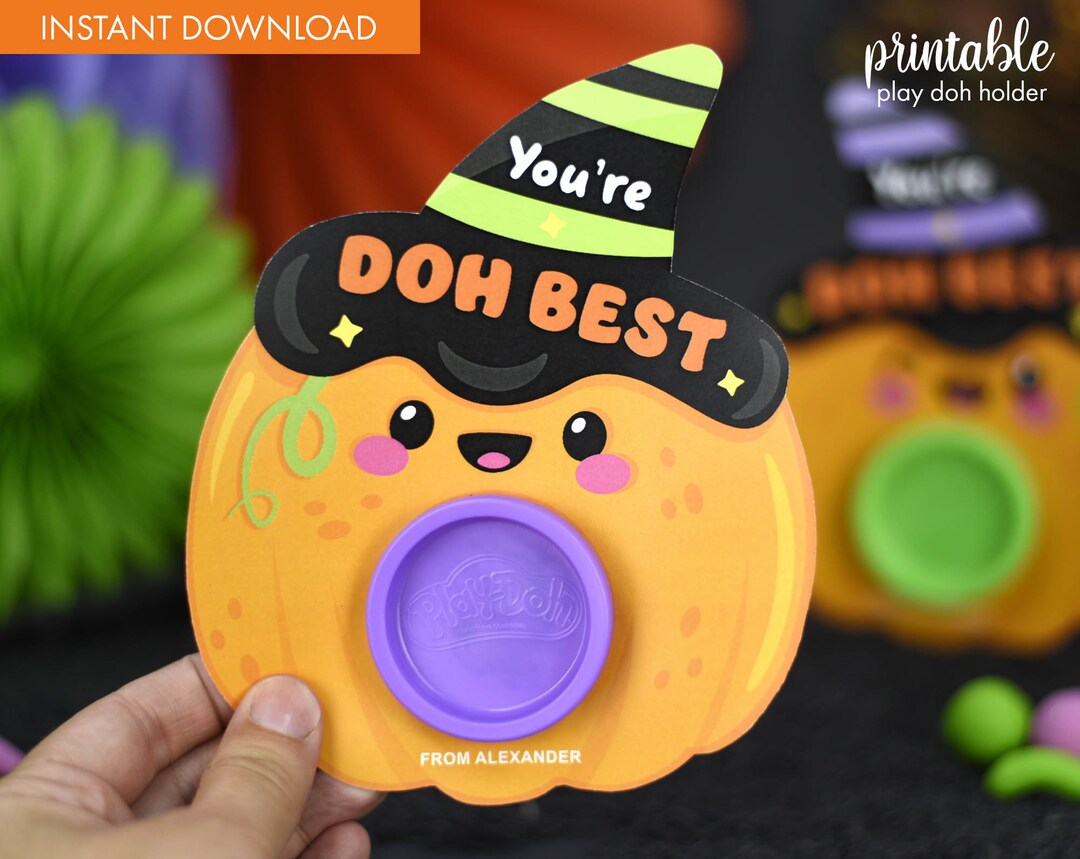Printable Pumpkin Play Dough Holder | Non-candy Halloween Gift for Kids ...