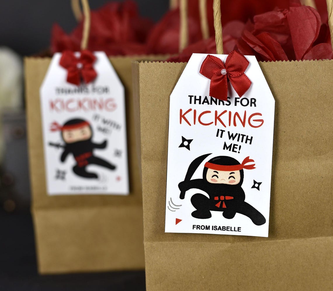 Printable Ninja Party Favor Tags: Personalized Birthday Loot Bag Labels ...