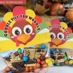Printable Turkey Candy Bag Topper: Thanksgiving Favor (PDF) - Etsy