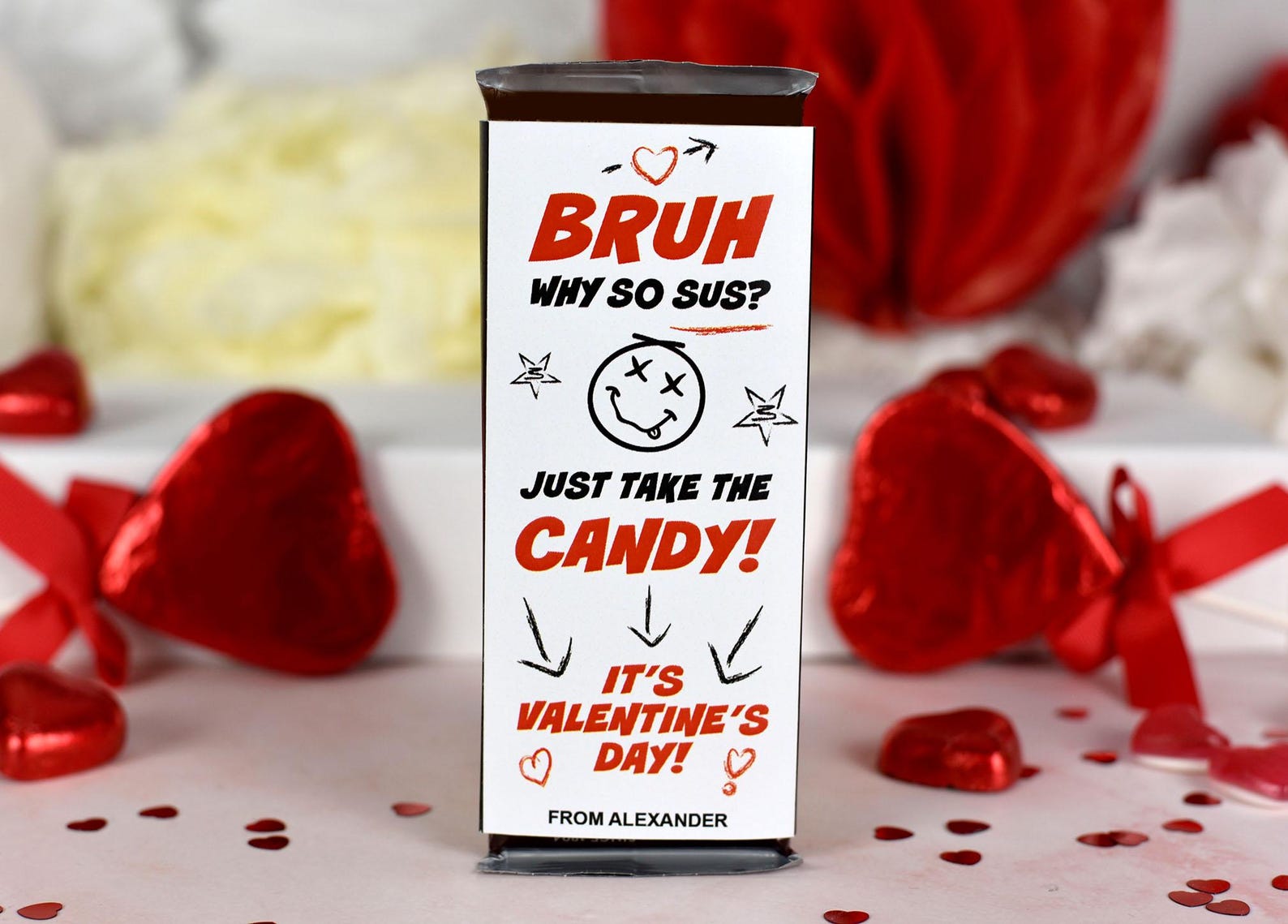 Printable Valentines Candy Bar Wrapper: Bruh Classroom Gift (PDF) - Etsy