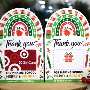 Printable Christmas Gift Card Holder for Teachers | Christmas Gift Card ...