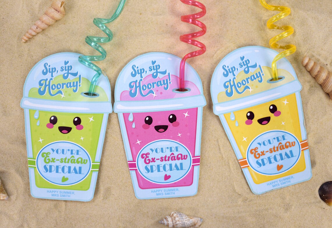 Printable Crazy Straw Gift Tag: Teacher Student End of Term (PDF) - Etsy