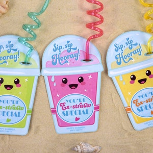 Printable Crazy Straw Gift Tag Holder | End of Term Gift | Teacher Gift ...