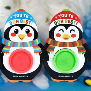 Christmas Play Dough Holder Penguin | Printable Holiday Class Gifts ...
