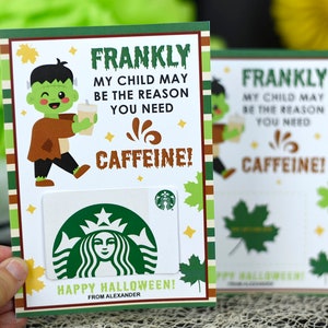 Printable Halloween Coffee Card Holder | Teacher Appreciation Gift ...