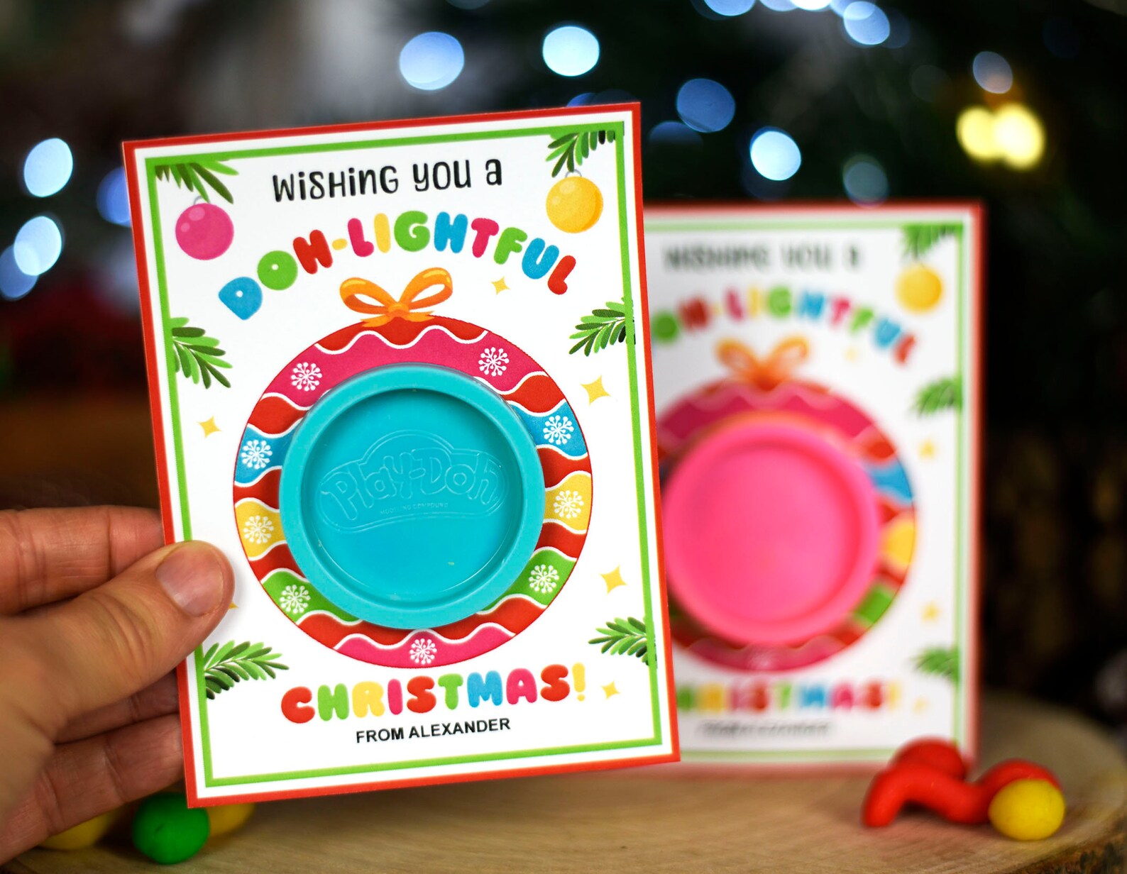 Play Dough Christmas Bauble Gift Card | Printable Class Holiday Gifts ...